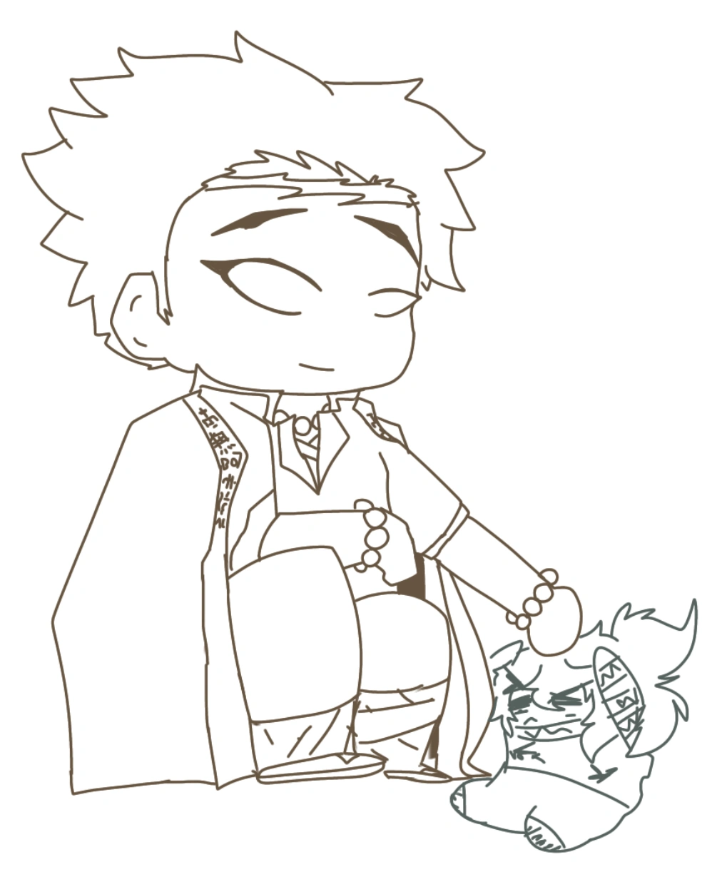 rushed drawing of gyomei and BEAN-taro bc it's gyomei's bday | Fandom