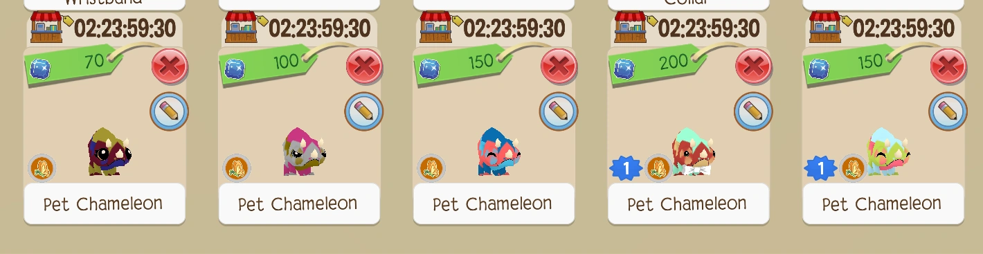 Token chameleons for sale in my shop- | Fandom