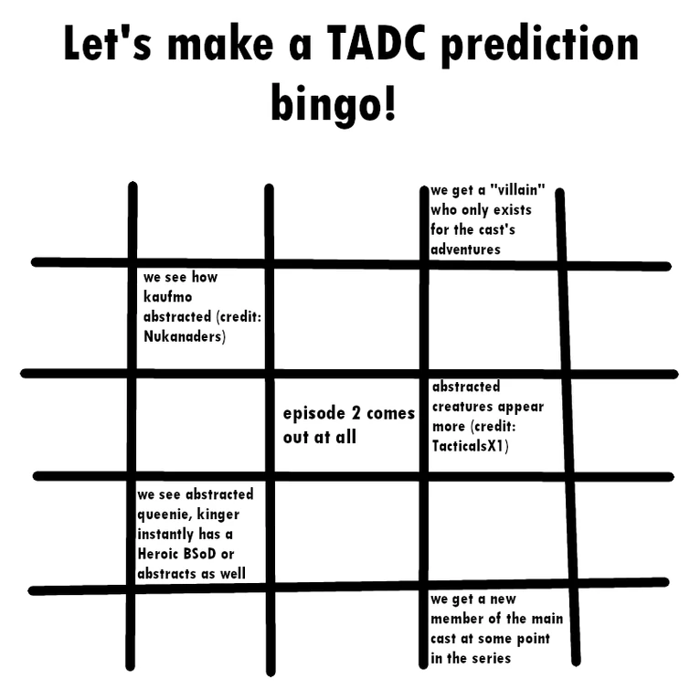 Let's make a TADC prediction bingo! | Fandom