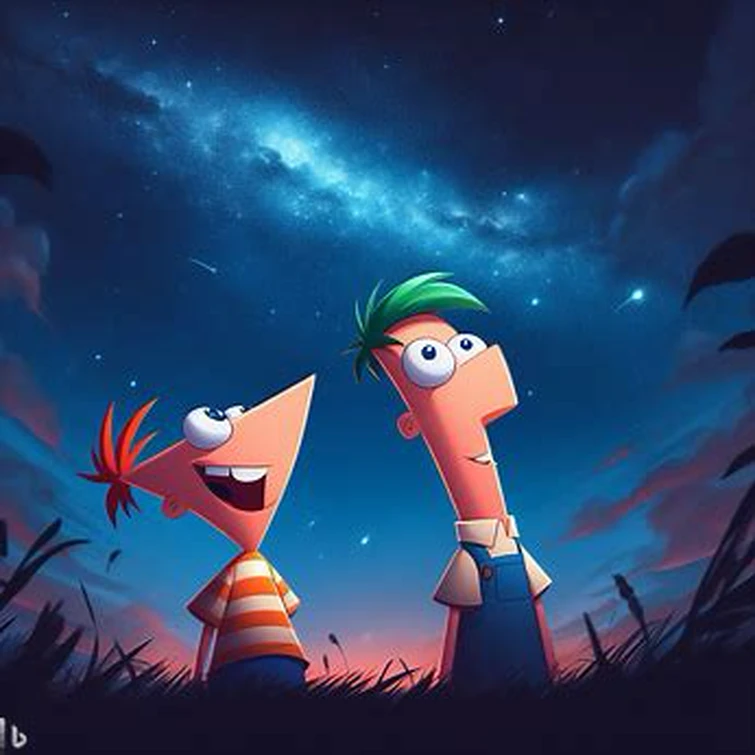 Some AI Art of Phineas and Ferb Looking Up at the Night Sky | Fandom