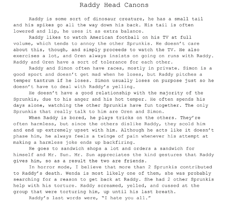 Raddy Head Canons (Day 3) | Fandom