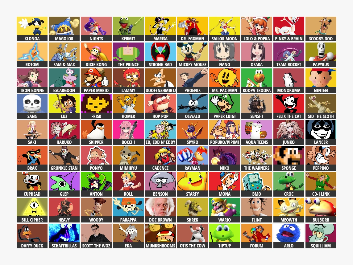 Complete roster for a platform fighter idea I came up with | Fandom