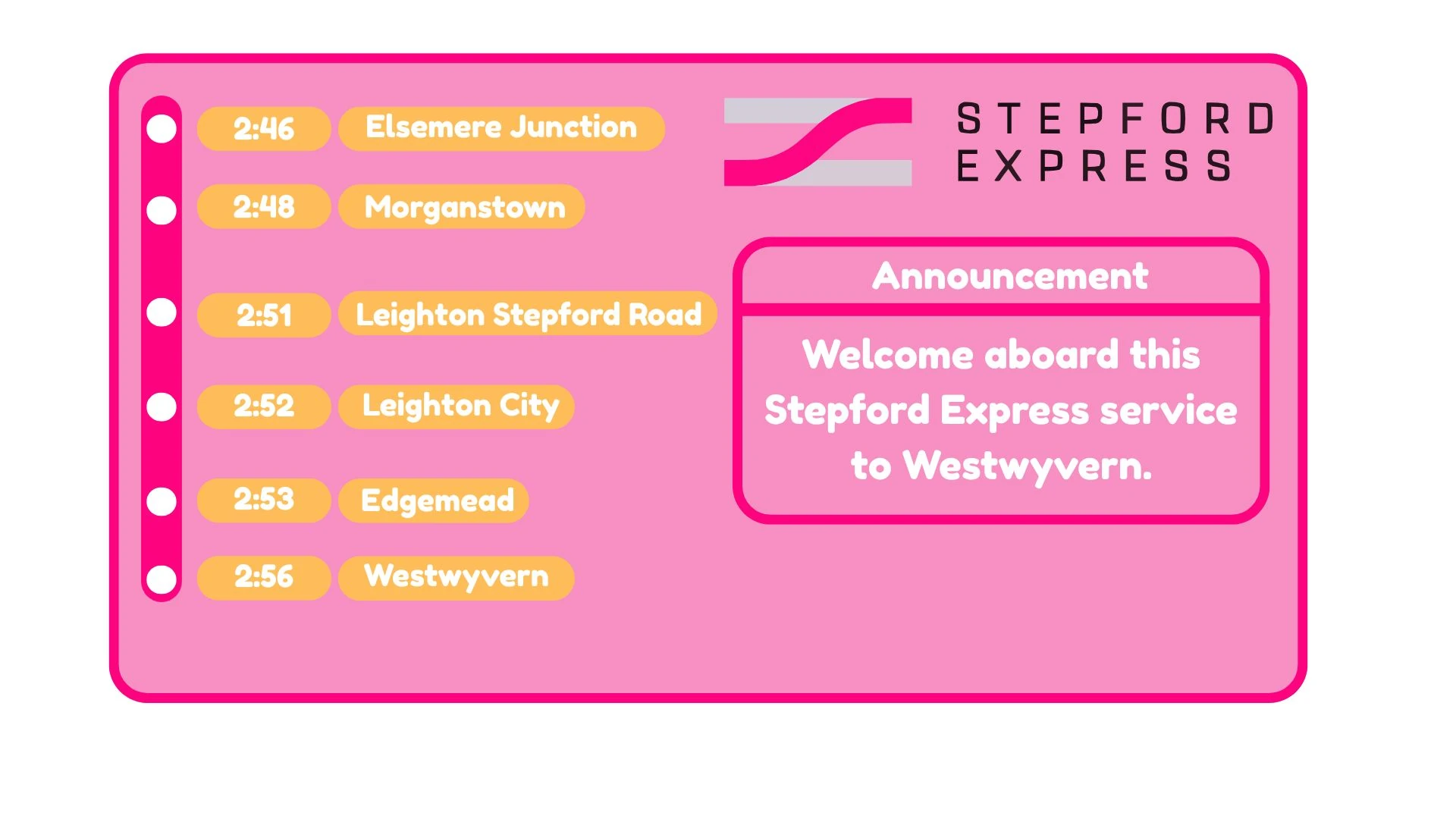 Stepford Express Announcement Board | Fandom