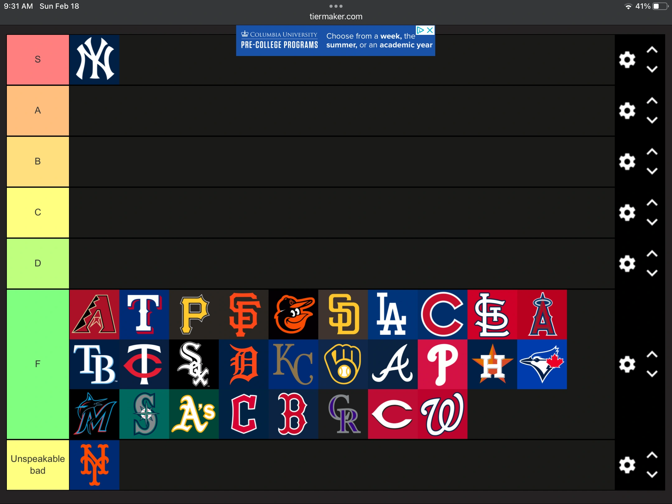 Baseball team tierlist | Fandom