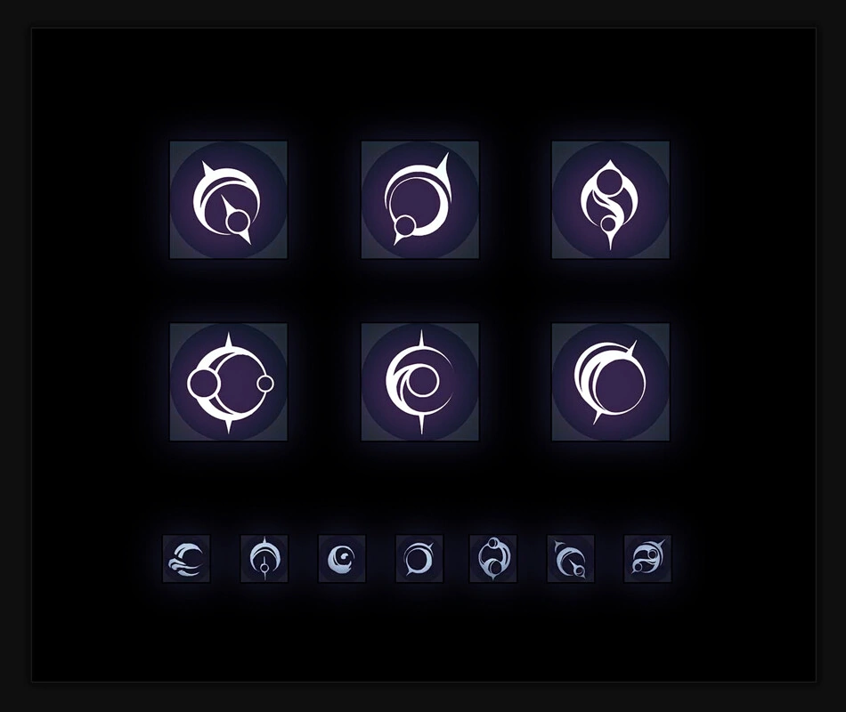 I found some concept art of the 6 primal and dark Magic’s symbols ...