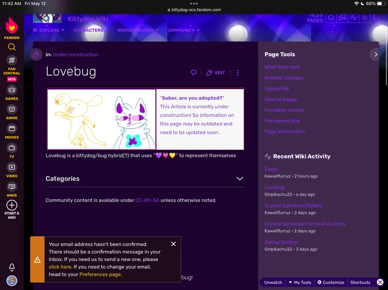 Made the first edit on Lovebug’s page | Fandom