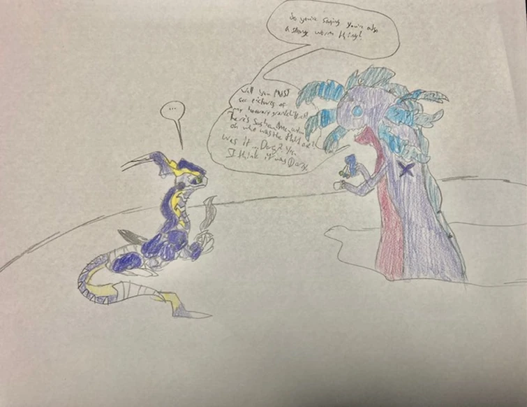 Mother Olm drinking tea with one of the new legendaries in Pokemon(art ...
