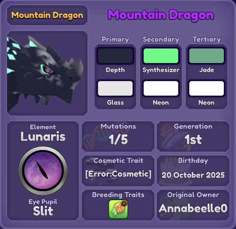 Exchange Error Mountain Dragon For 1/3 Error Colors | Fandom