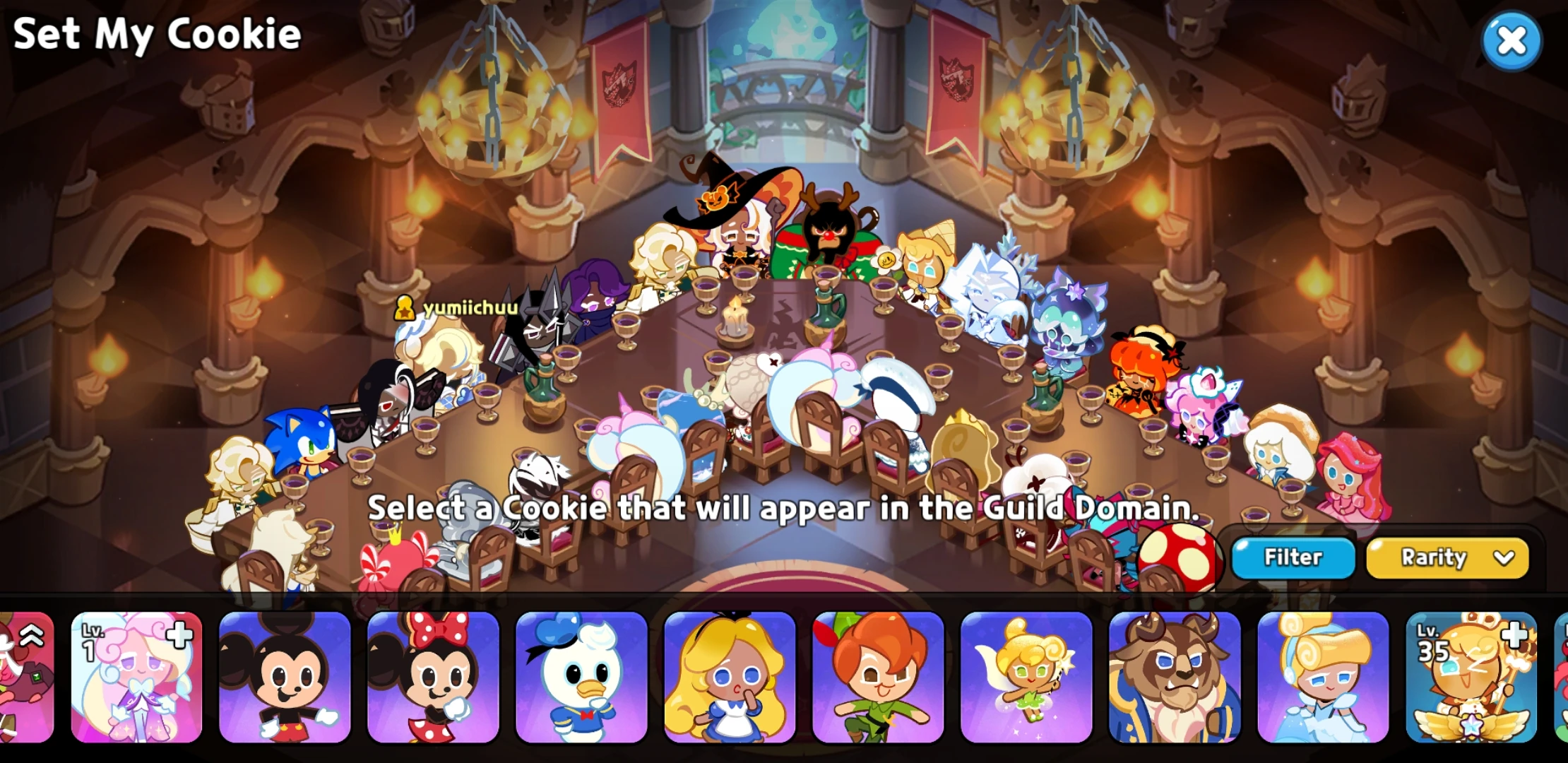 You can change your cookie to Disney cookie in guild | Fandom