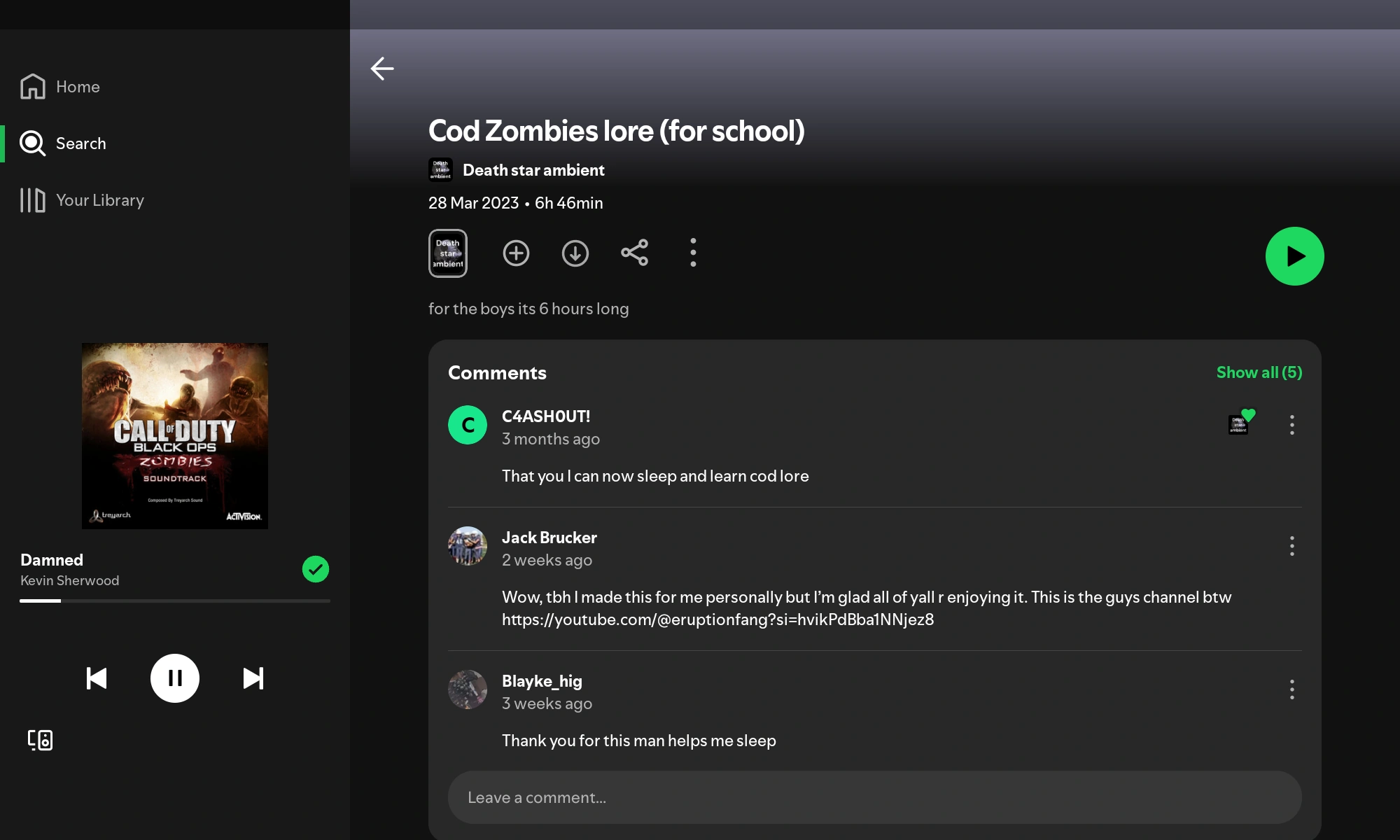 I love how there is a six hour podcast for cod zombies lore on Spotify ...