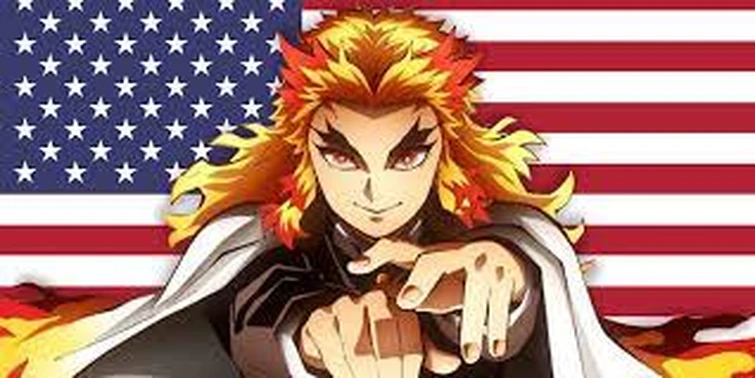 Demon Slayer but with the American Flag behind Rengoku. | Fandom