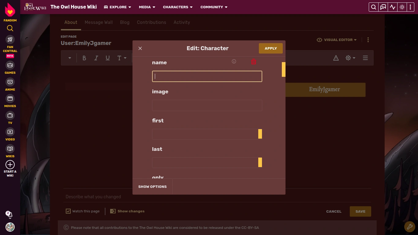 I am editing my user page. | Fandom