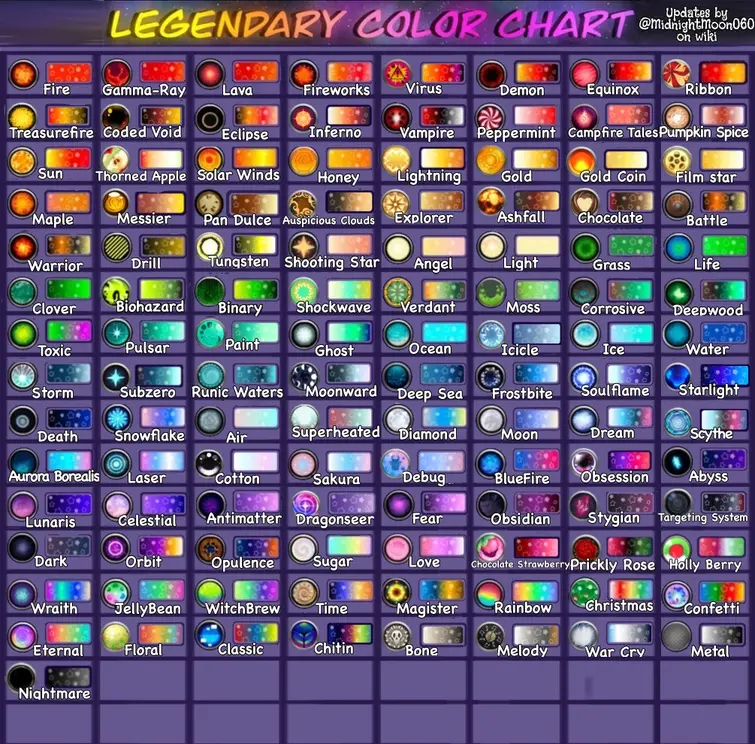 Does anyone have the legendary color chart? | Fandom
