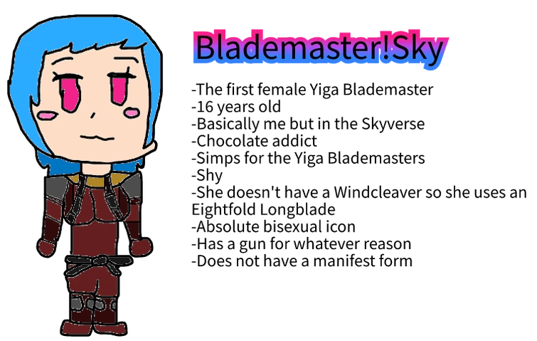 I made my own Sky. This is Blademaster!Sky, the very first FEMALE Yiga Blademaster! | Fandom