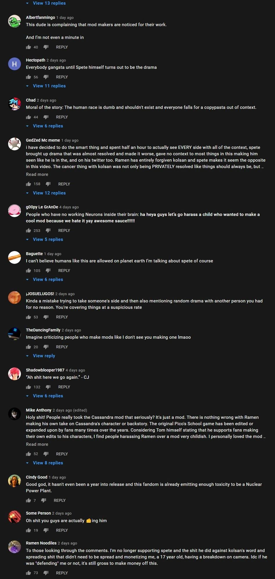 Spete's recent video comment section is great | Fandom
