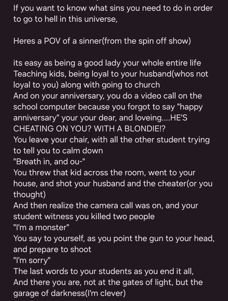 Is this a good way to describe how sinners go to hell? (My soon to be ...