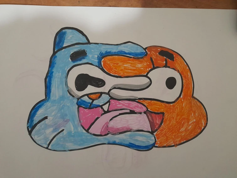 My Posca pen drawing of Gumball and Darwin (fusion effect) | Fandom