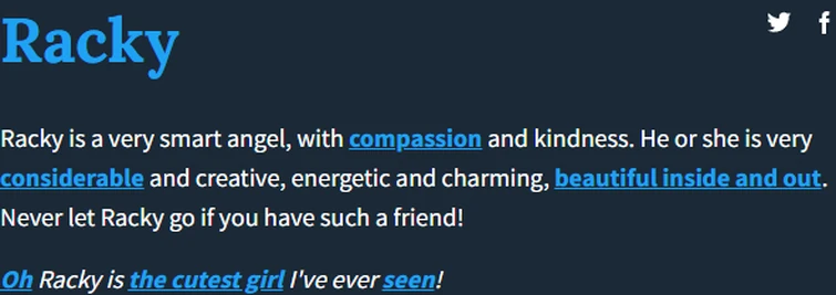 Racky is a girl.... | Fandom