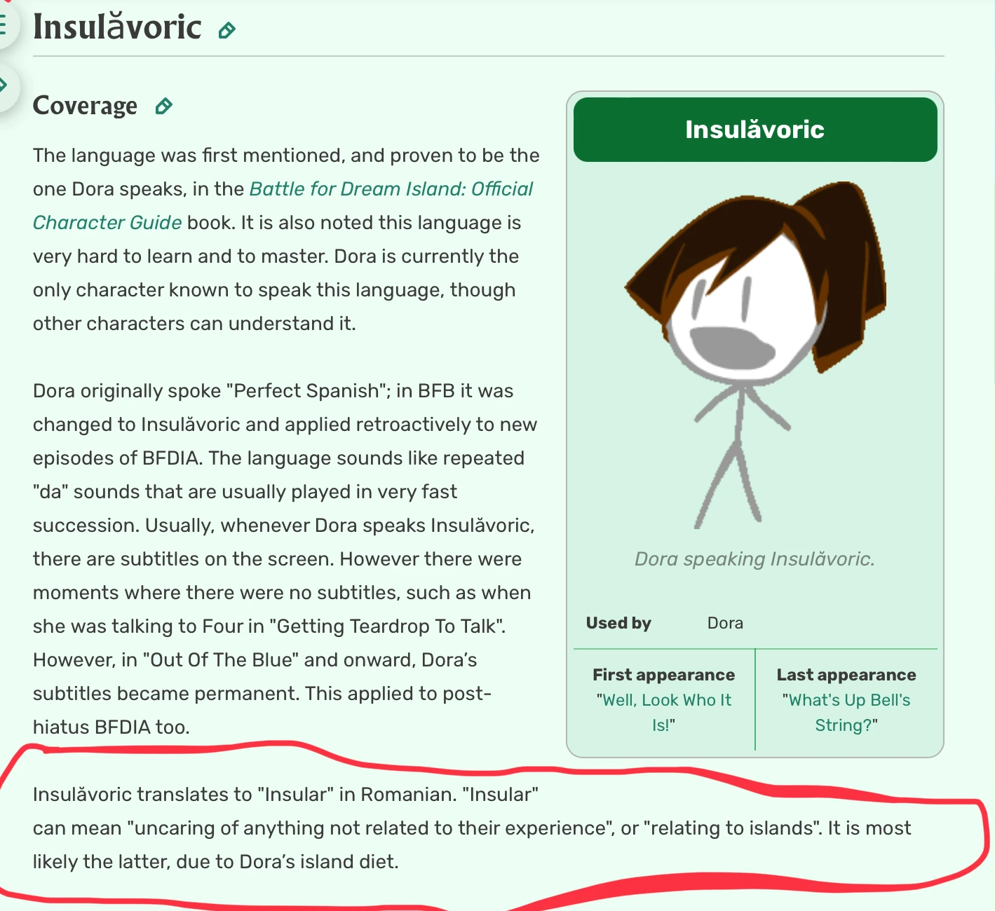 Fun fact! Dora’s language “Insulăvoric” translates to “Relating to ...