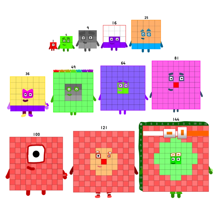 Numberblocks Squares up to 144 | Fandom