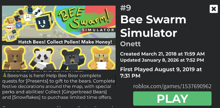 There's a Roblox game that shows exactly when you first played Bee ...