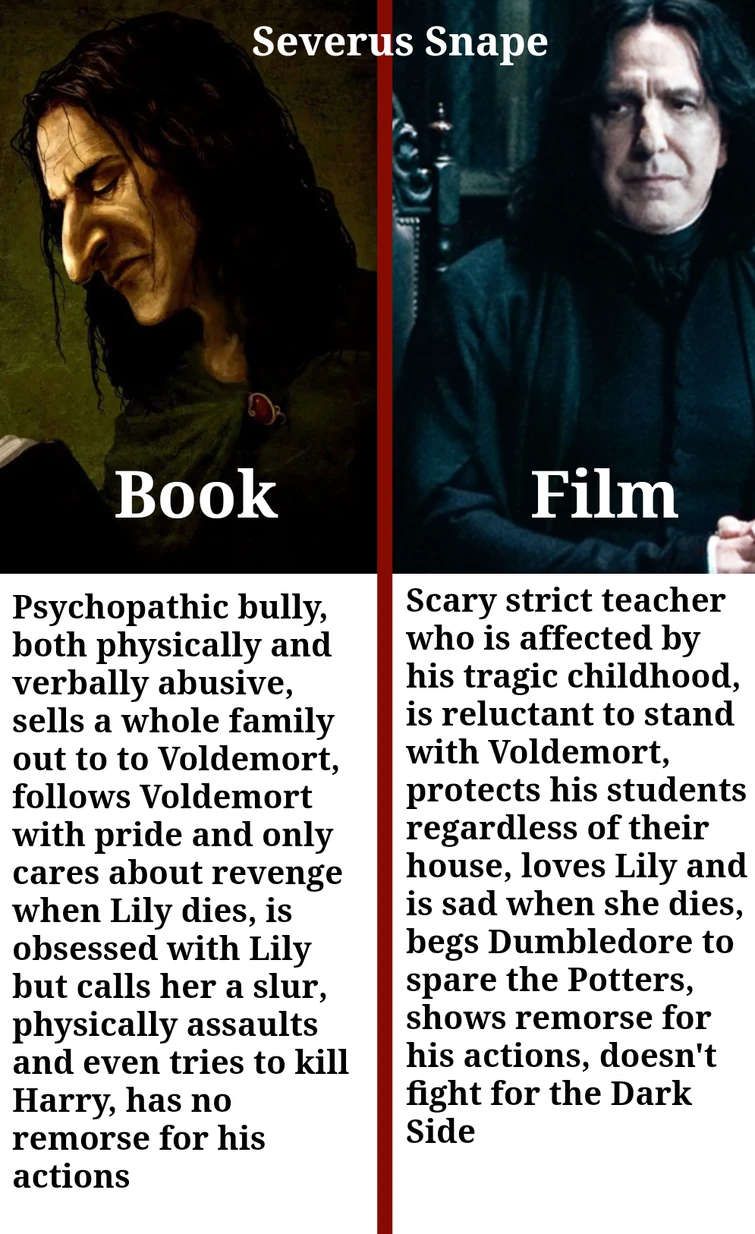 Severus Snape: Books vs Movies | Fandom