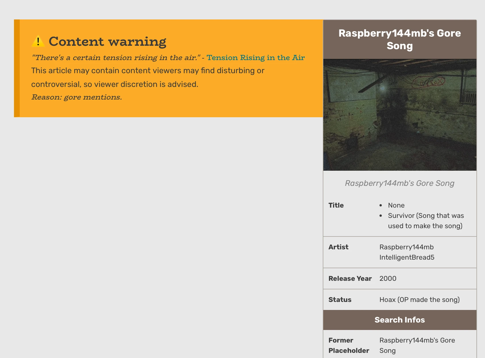 Should the content warning template be inserted like this? | Fandom