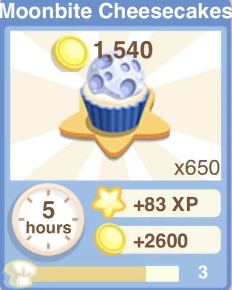 Moonbite Cheesecakes | Bakery Story Wiki | Fandom