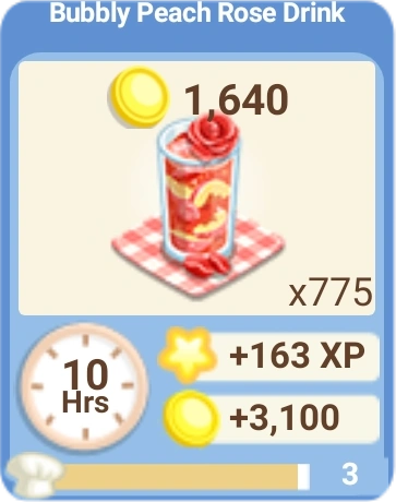 Bubbly Peach Rose Drink | Bakery Story Wiki | Fandom