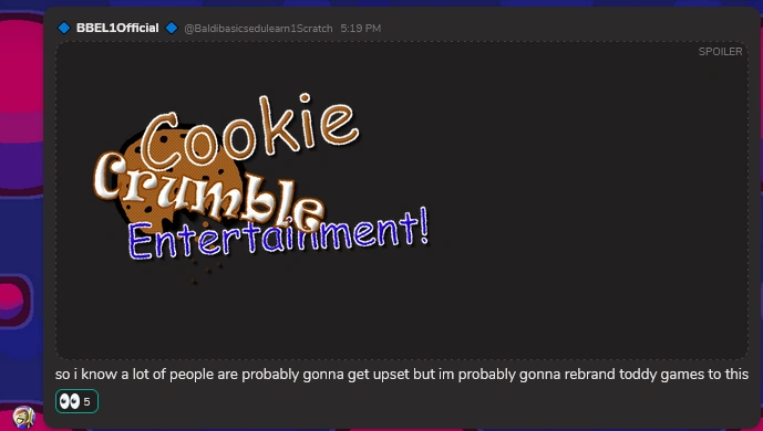 Cookie Crumble Entertainment | Baldi's Basics Scratch Wiki | Fandom