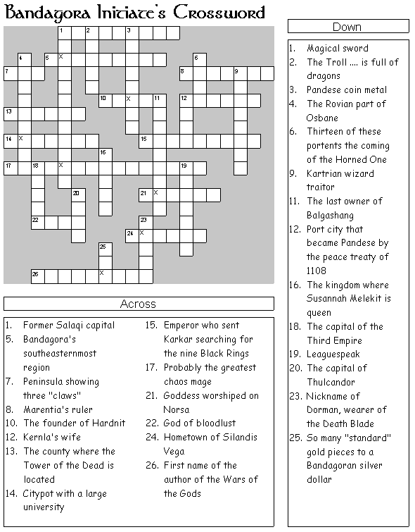 Crossword Puzzles | Bandagora Wiki | Fandom