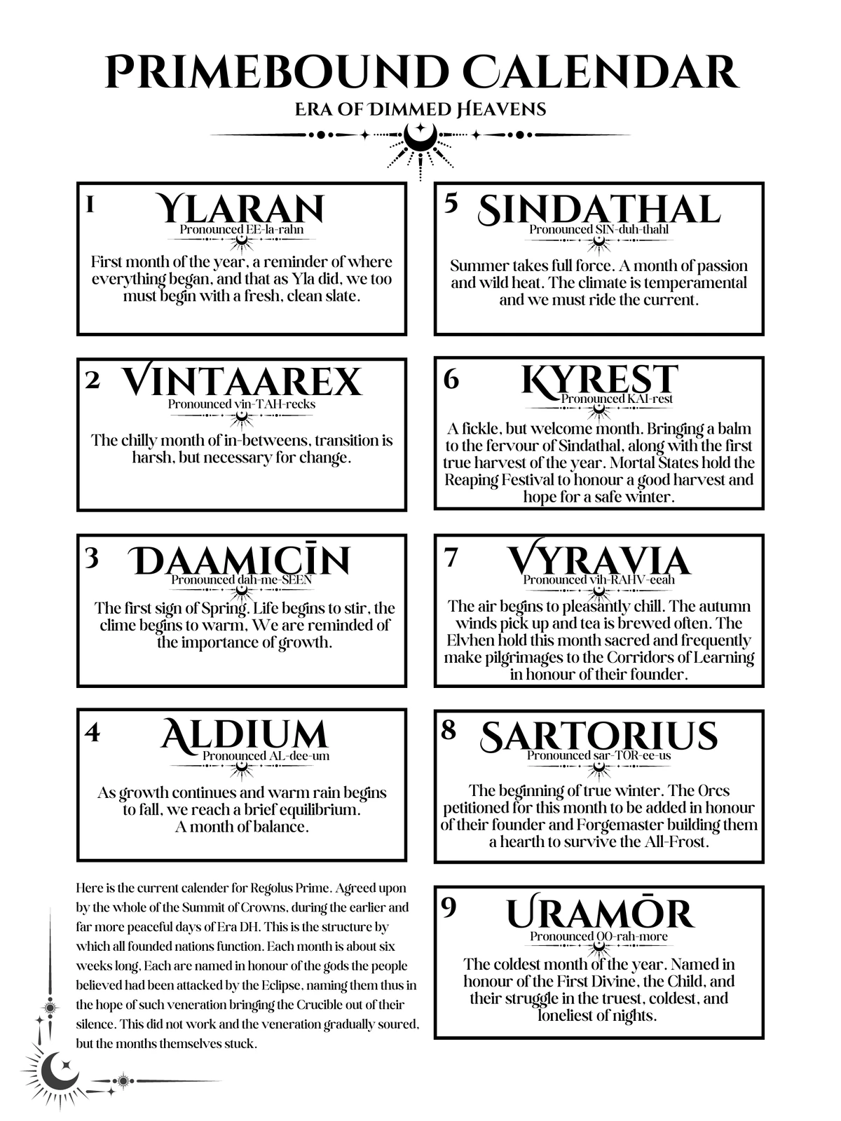 Primebound Calendar | Bards of New York Wiki | Fandom
