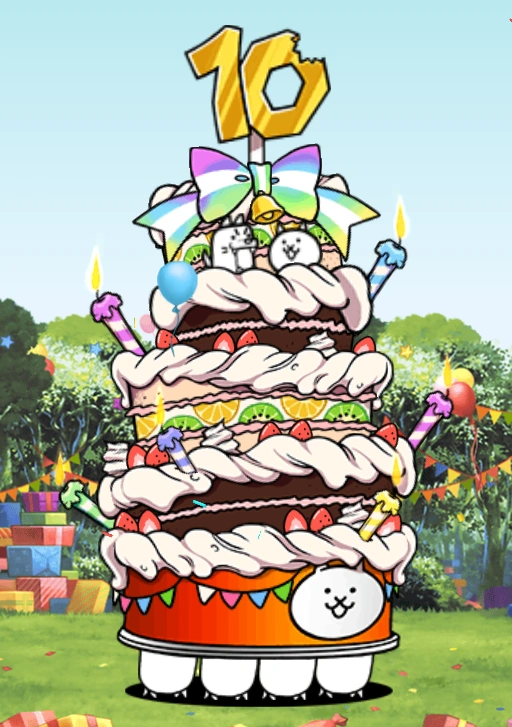 10th and 1/2 Anniversary Birthday Cake (Event Enemy) | Battle Cats Wiki ...
