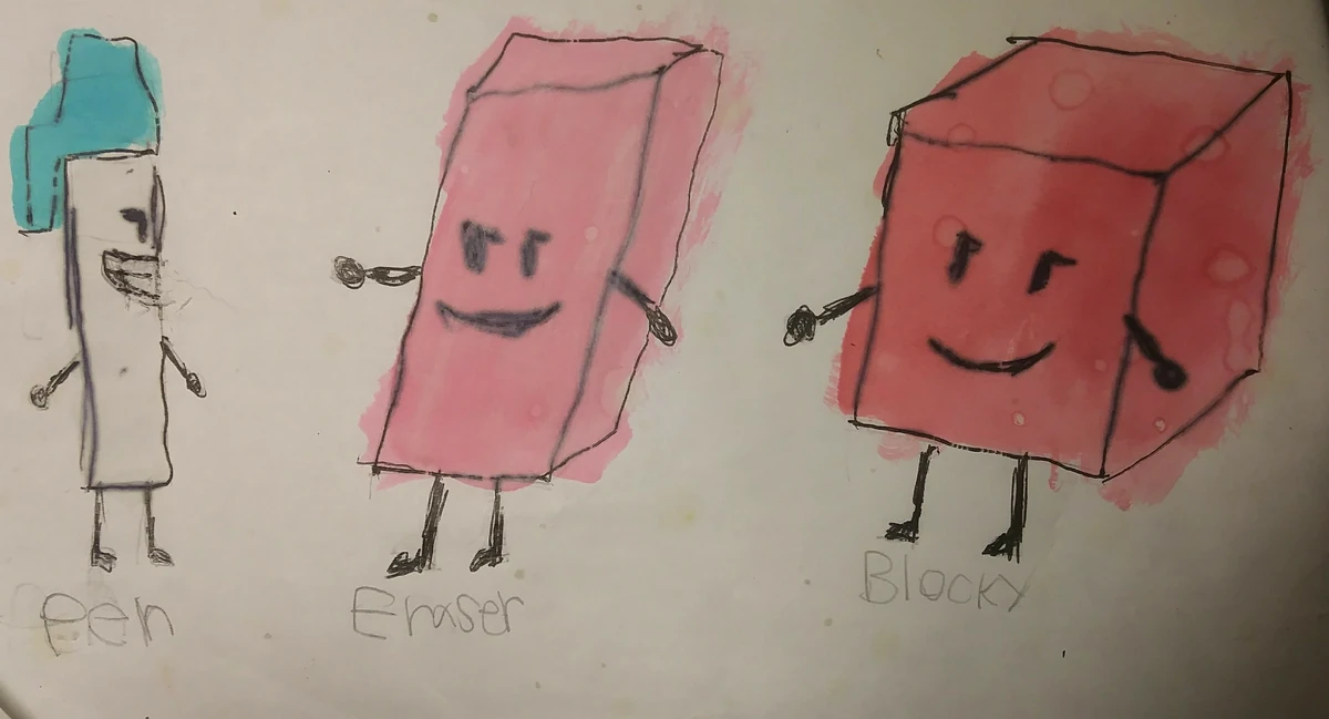 User blog:ObjectShowYTP/My old watercolor picture of Pen, Eraser, and ...