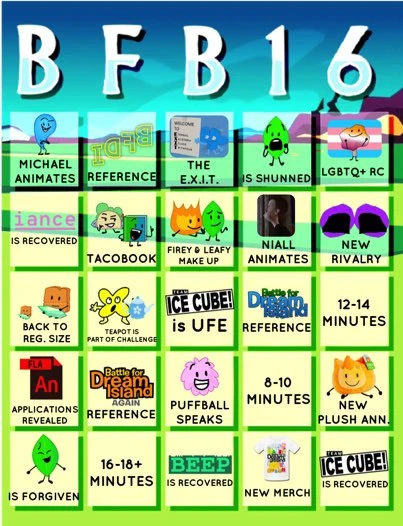 User blog:PersonThatDrinksJuice/BFB 16 BINGO | Battle for Dream Island ...