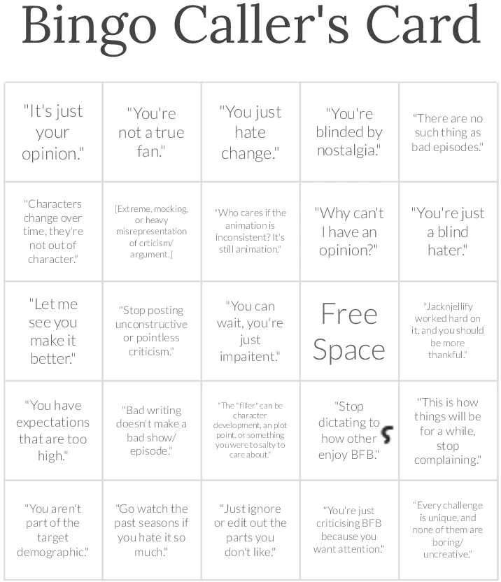 User blog:ProblematicPeriwinklePlum/BFB Criticism Deflection/Ignoring ...