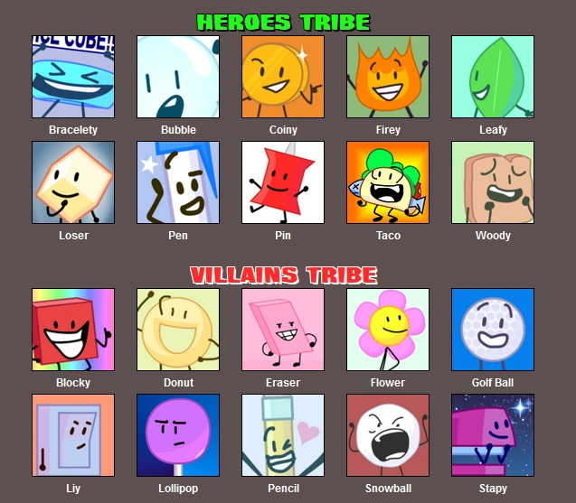 User blog:Explodey Boi/Heroes Vs Villains Fan Cast | Battle for Dream Island Wiki | Fandom