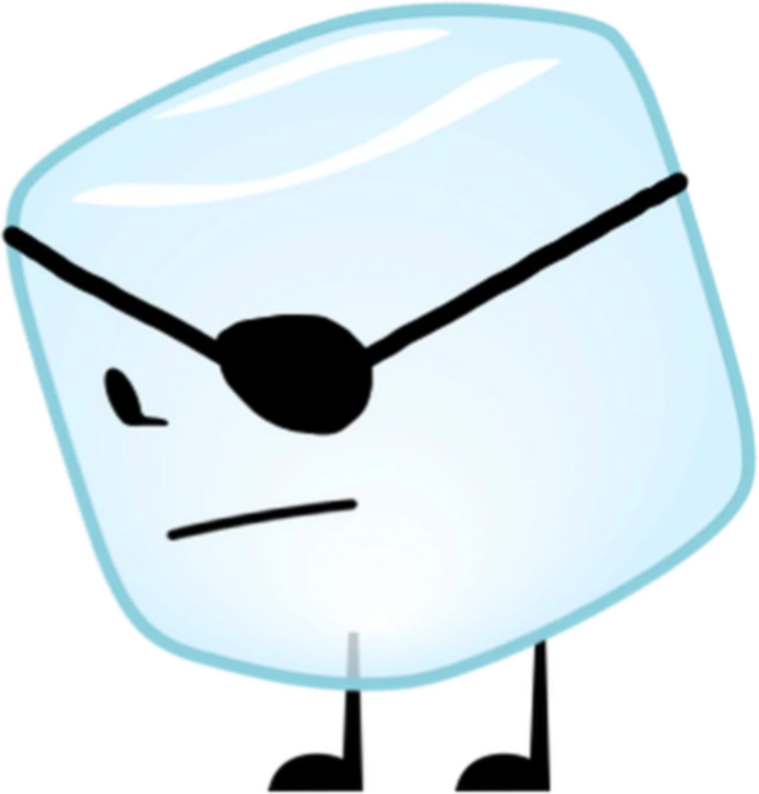 Cyan Ice Cube with Eye Patch Rotated 17 Degrees Counter-Clockwise ...