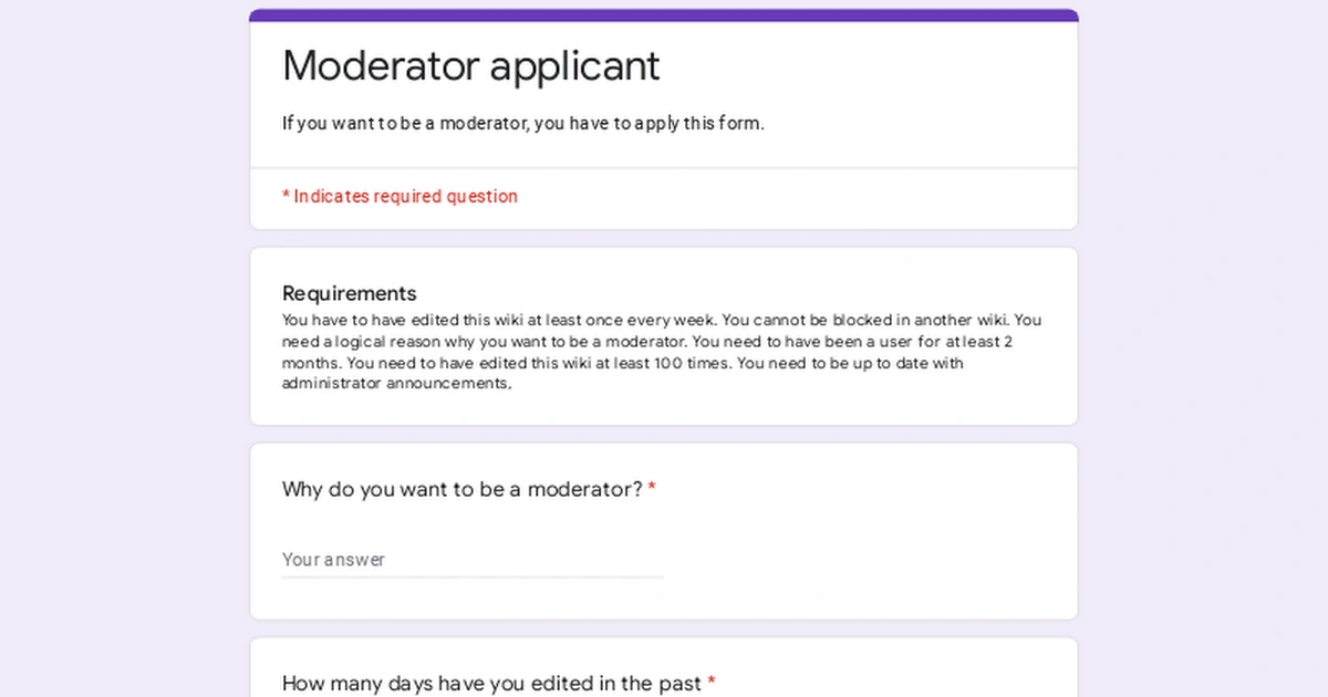 Moderator application | Fandom