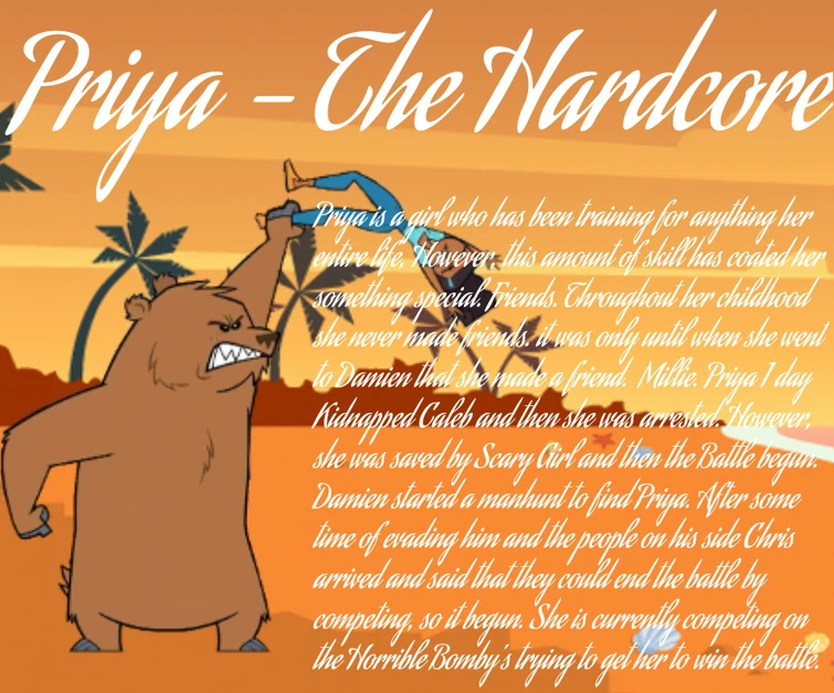 Priya is the last confirmed character competing in TDBTWTBAS, the first ...