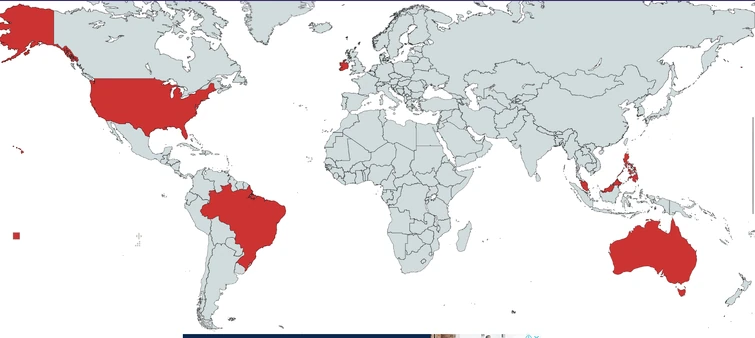 Red = Countries that i know of have BFDI Wikians living | Fandom