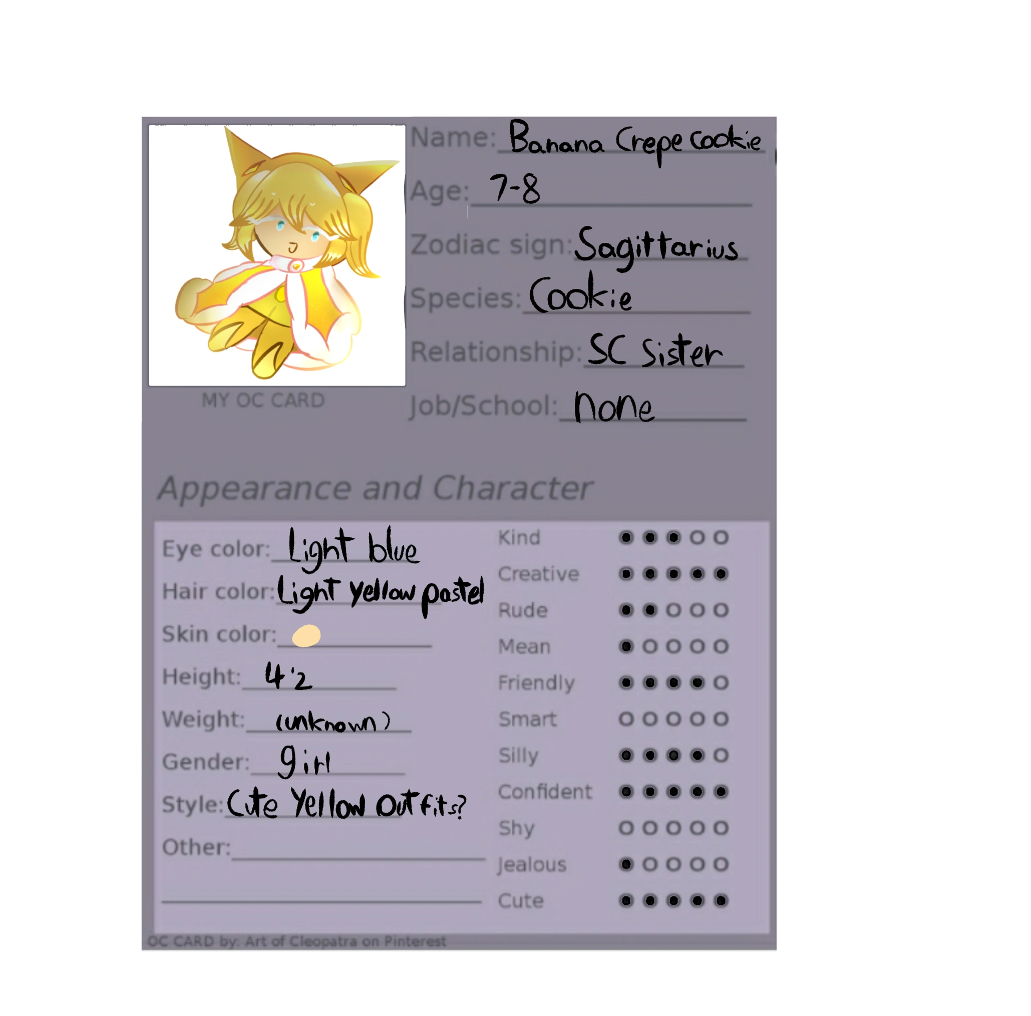 Banana crepe oc card | Fandom