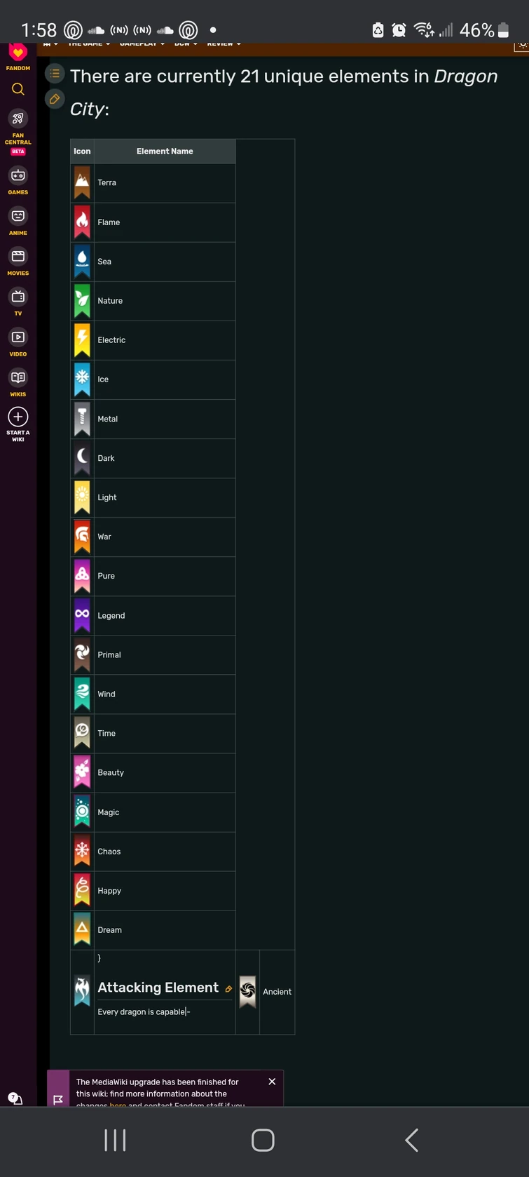Accidently messed up the element thing when trying to add the Ancient element | Fandom