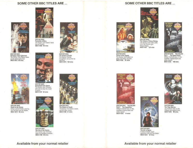 BBC Doctor Who Inlay Promo 1990 | BBC Video (UK) Wiki | Fandom