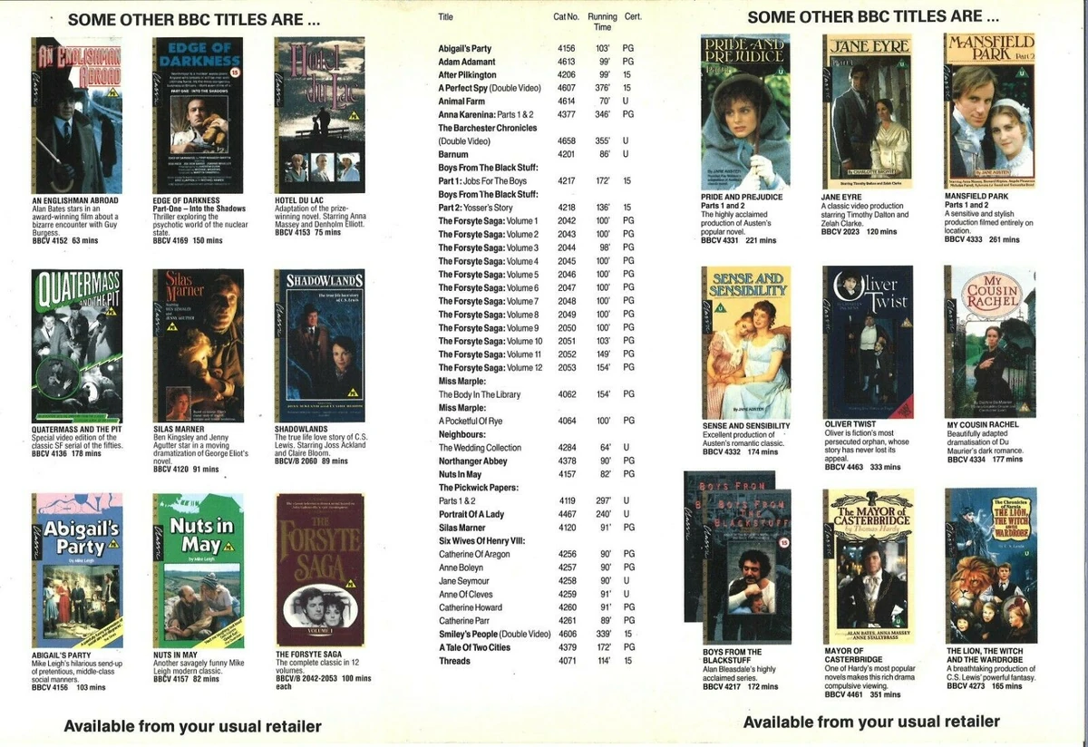 BBC Drama Inlay Promo 1991 | BBC Video (UK) Wiki | Fandom