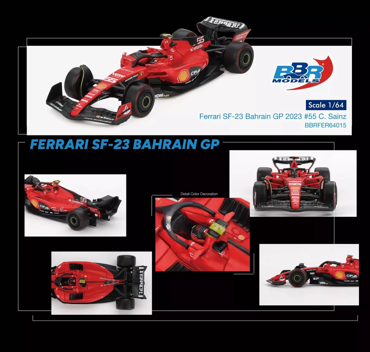 Ferrari SF-23 Bahrain GP 2023 55 C. Sainz | BBR Diecast Models Wiki ...