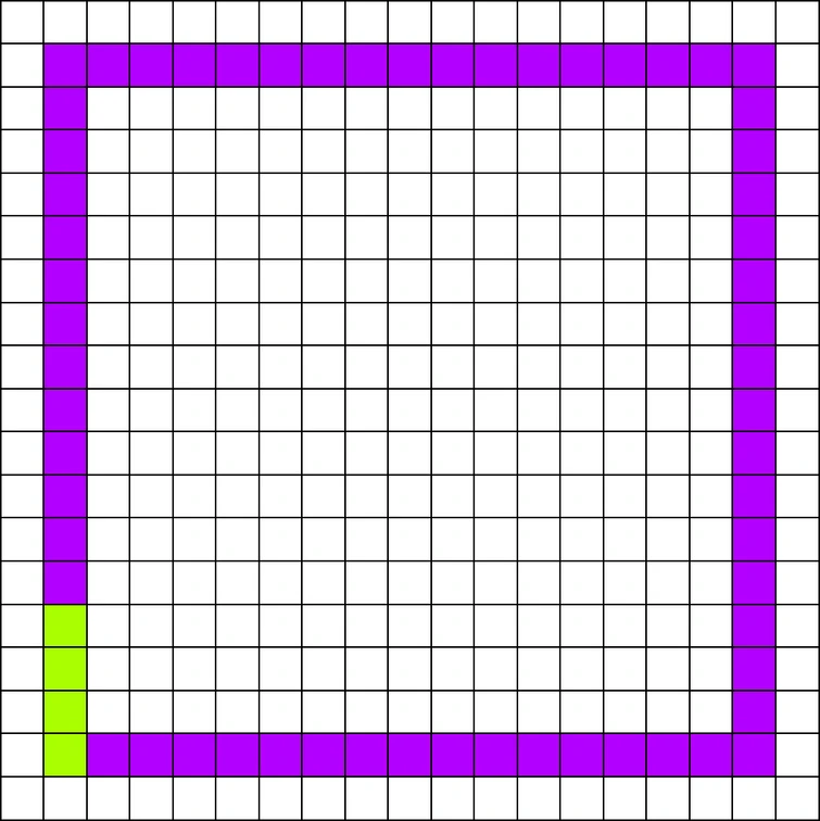 I went mess around with my 19x19 grid and by accident I found out 64 is ...