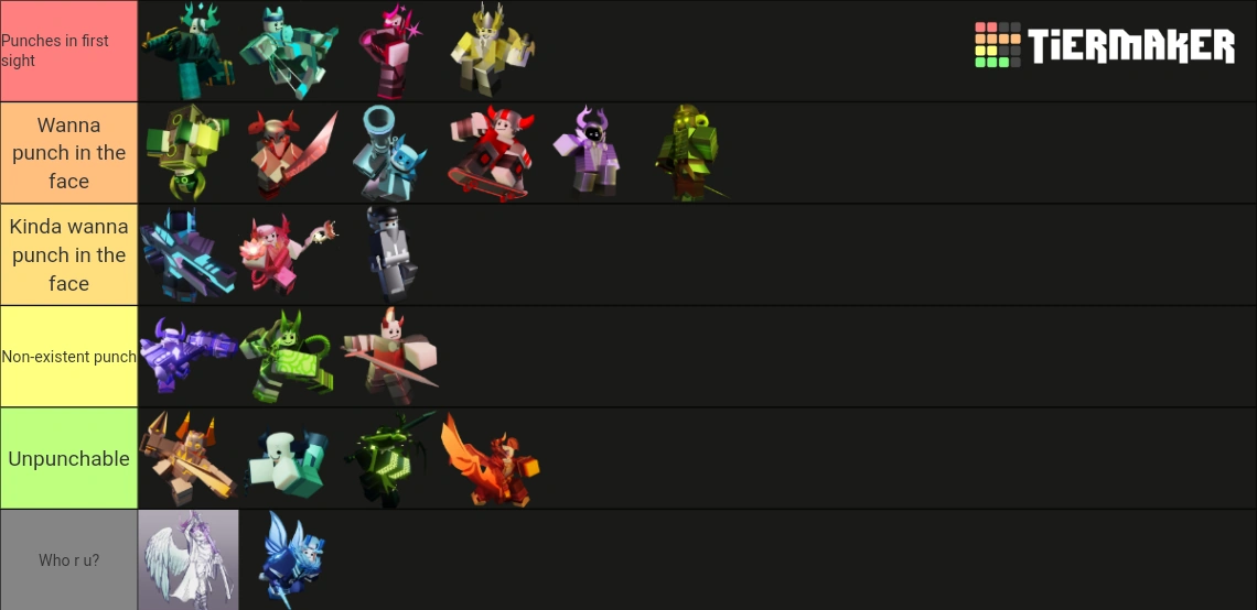 Tier list depending on how punchable they are ((appearance only)) | Fandom