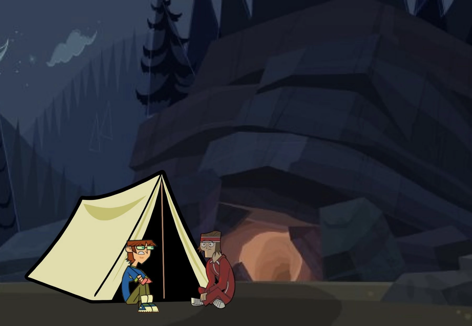 Made this picture of Harold (begrudgingly) camping out with Tyler ...