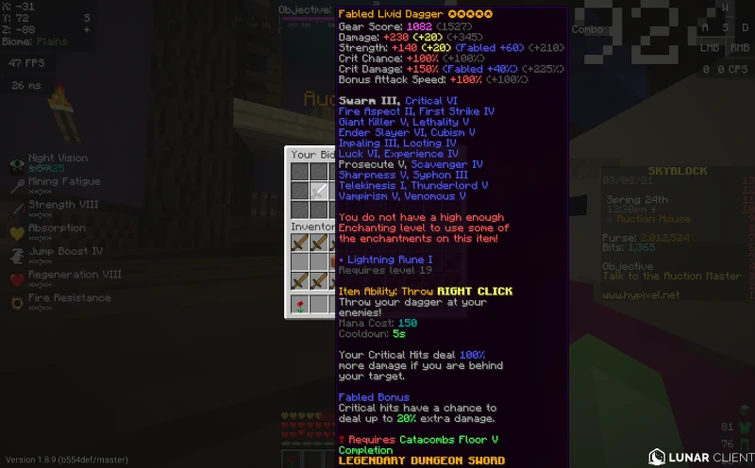 Does a maxed out livid dagger 10 mil | Fandom